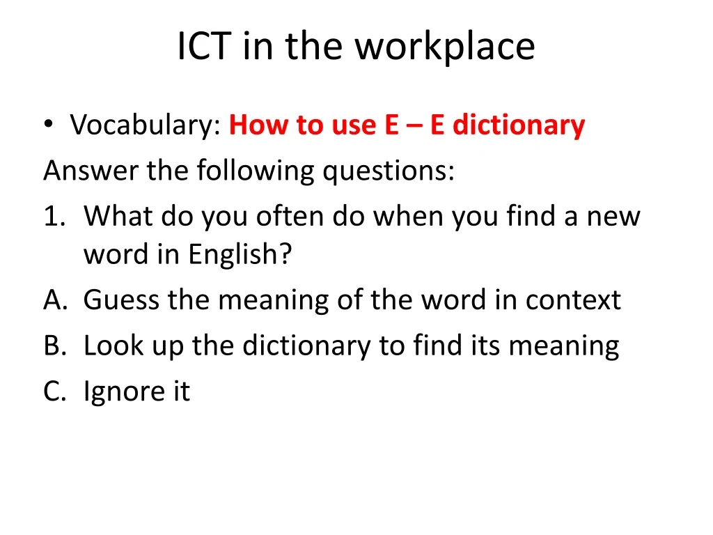PPT - ICT in the workplace PowerPoint Presentation, free download - ID ...