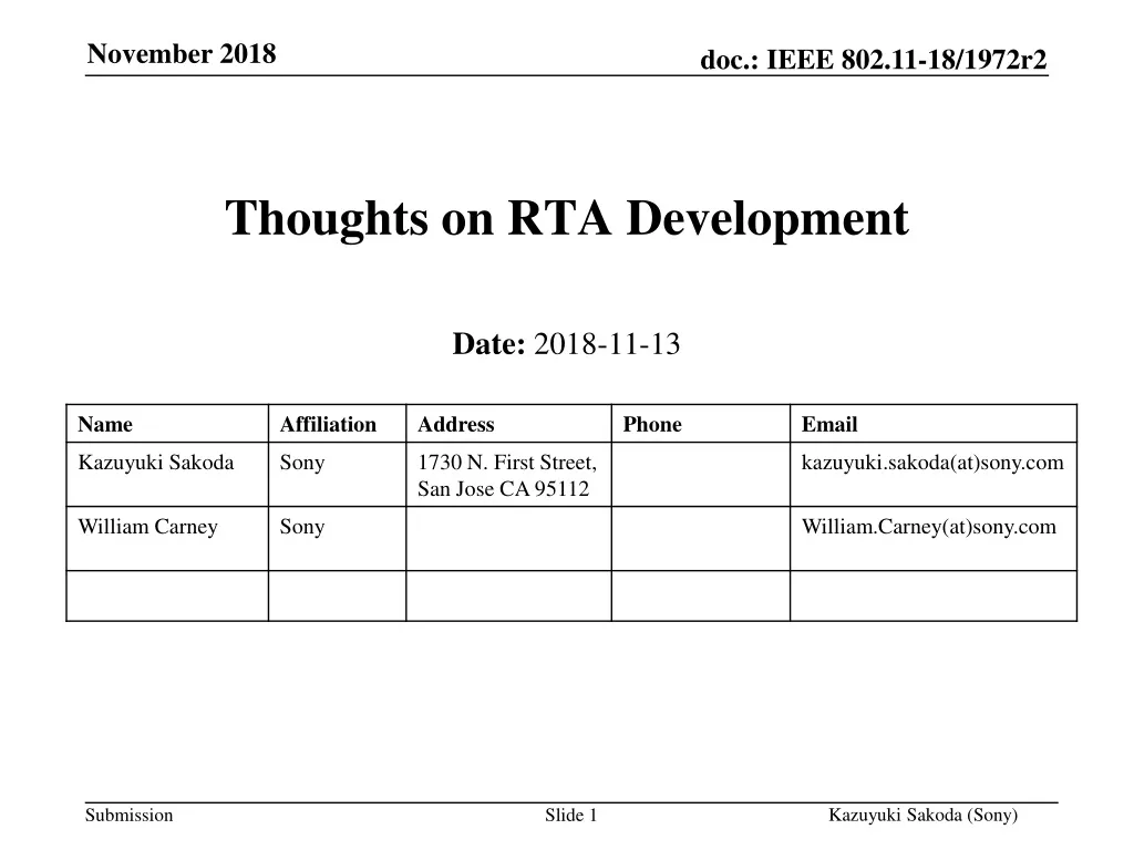 PPT - Thoughts on RTA Development PowerPoint Presentation, free ...