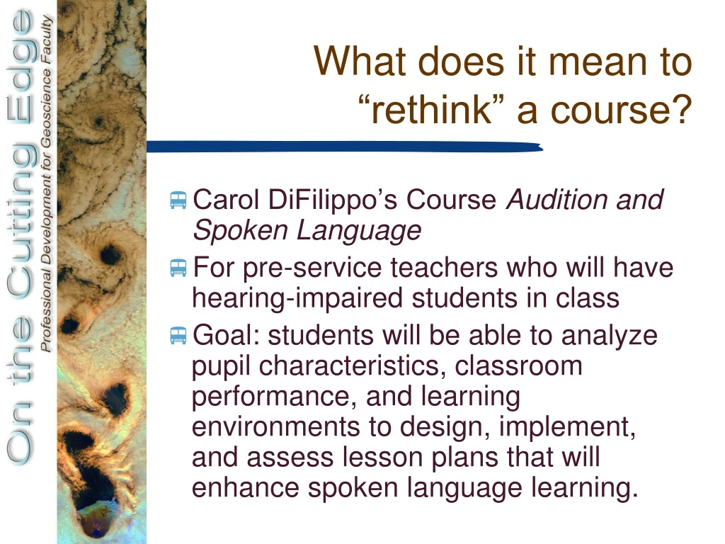 PPT - What does it mean to “rethink” a course? PowerPoint Presentation ...
