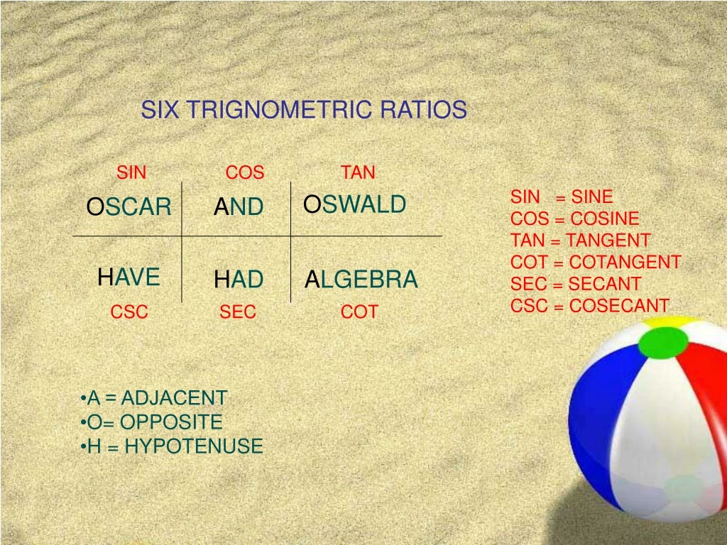PPT - SIX TRIGNOMETRIC RATIOS PowerPoint Presentation, free download ...