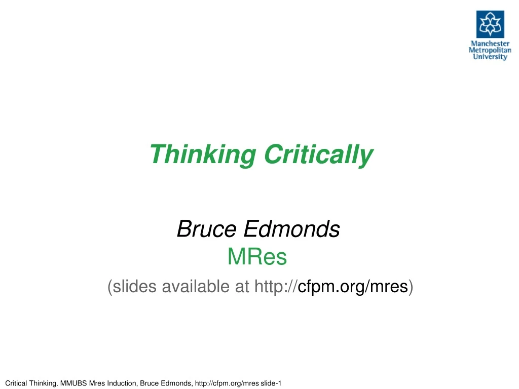 PPT - Thinking Critically PowerPoint Presentation, free download - ID ...