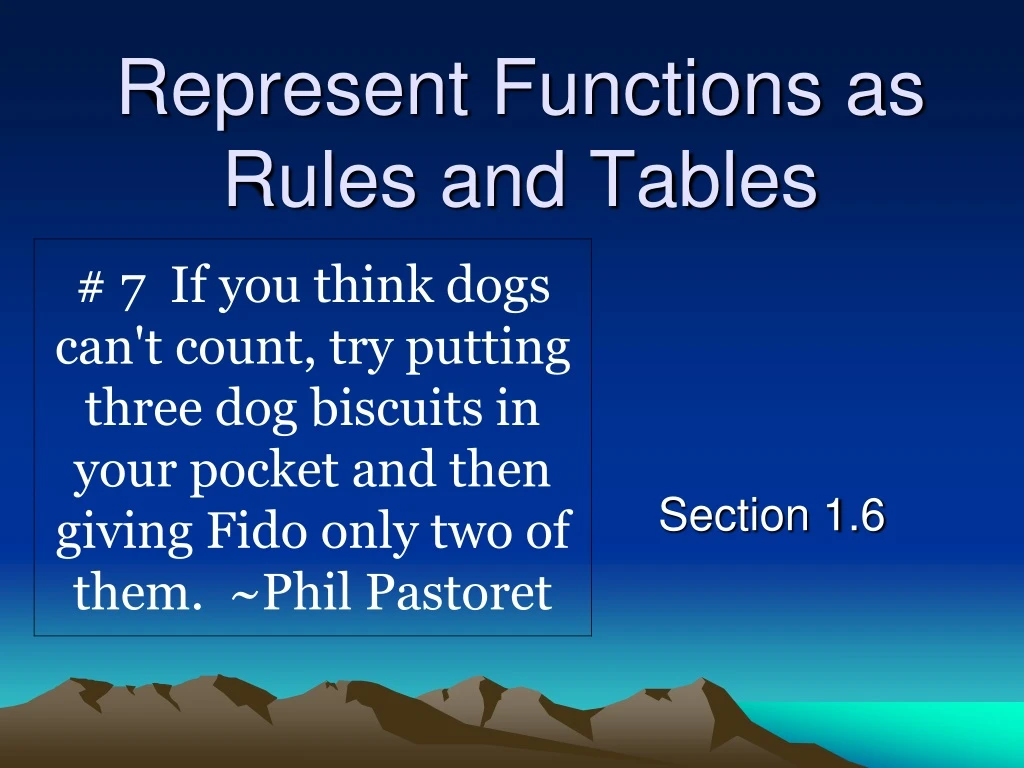 PPT - Represent Functions as Rules and Tables PowerPoint Presentation ...
