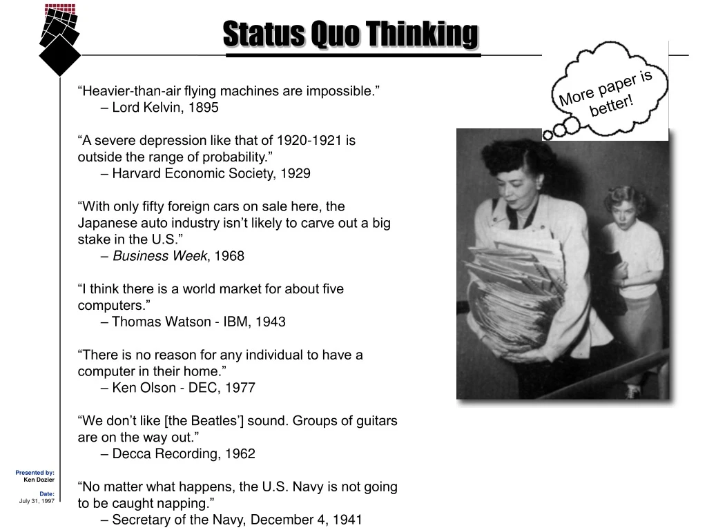 PPT - Status Quo Thinking PowerPoint Presentation, free download - ID ...