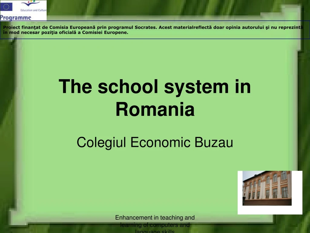 PPT - The school system in Romania PowerPoint Presentation, free ...
