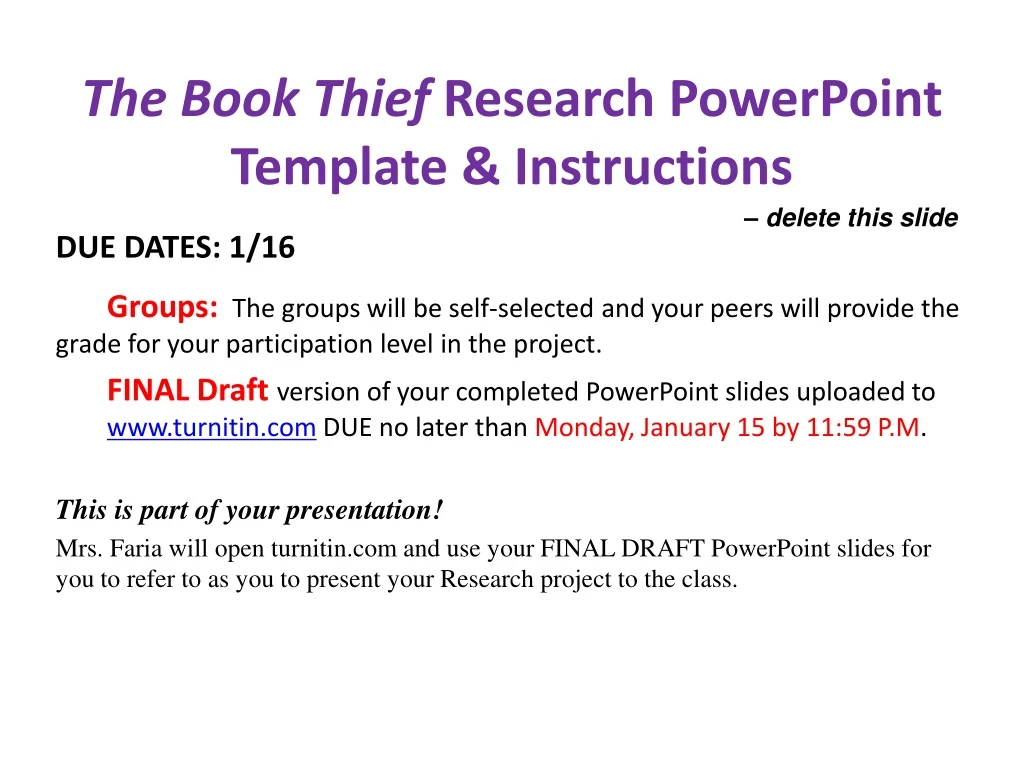 PPT - The Book Thief Research PowerPoint Template & Instructions ...