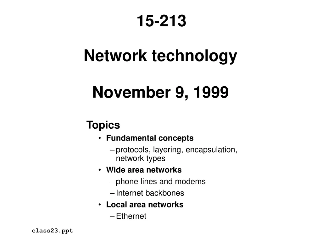 PPT - Network technology November 9, 1999 PowerPoint Presentation, free ...