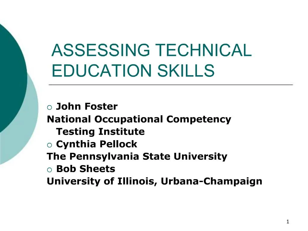 PPT - ASSESSING TECHNICAL EDUCATION SKILLS PowerPoint Presentation ...