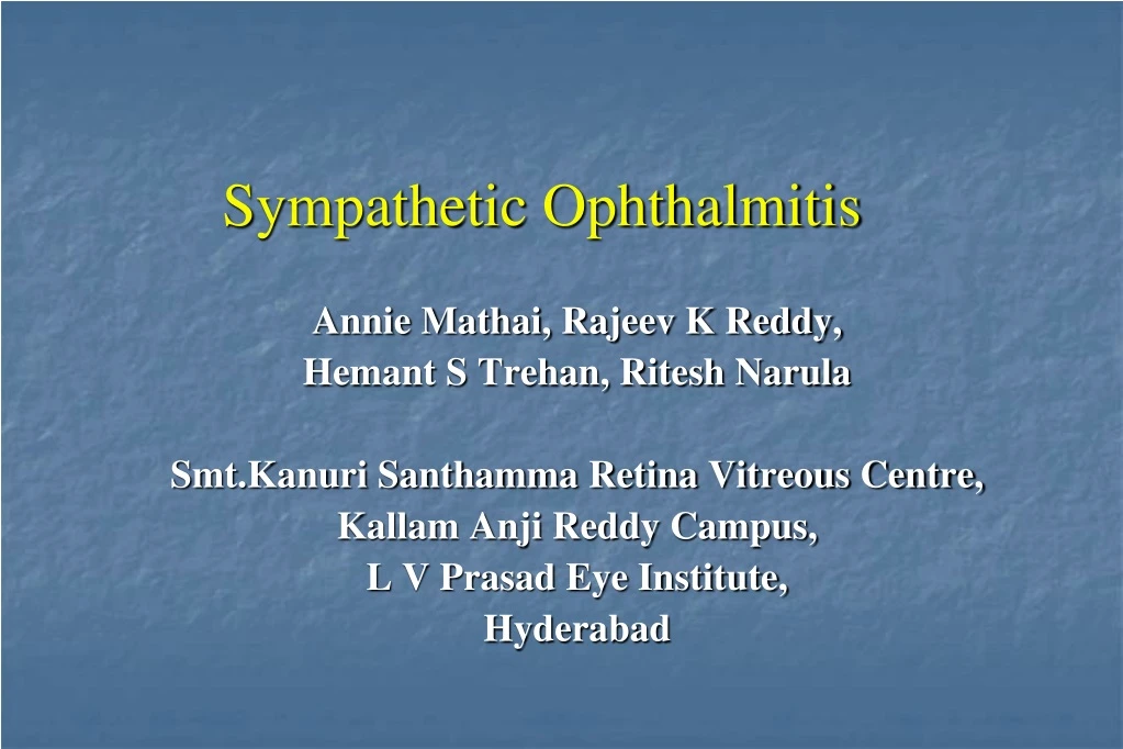 PPT - Sympathetic Ophthalmitis PowerPoint Presentation, free download ...