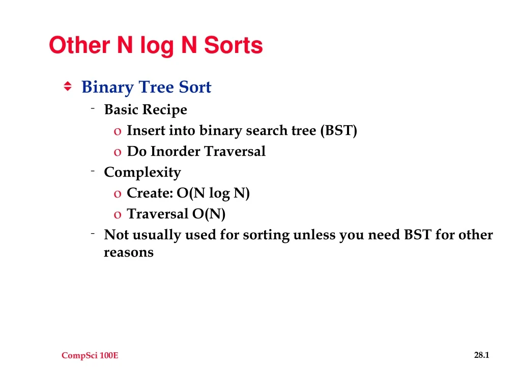 PPT - Other N log N Sorts PowerPoint Presentation, free download - ID ...