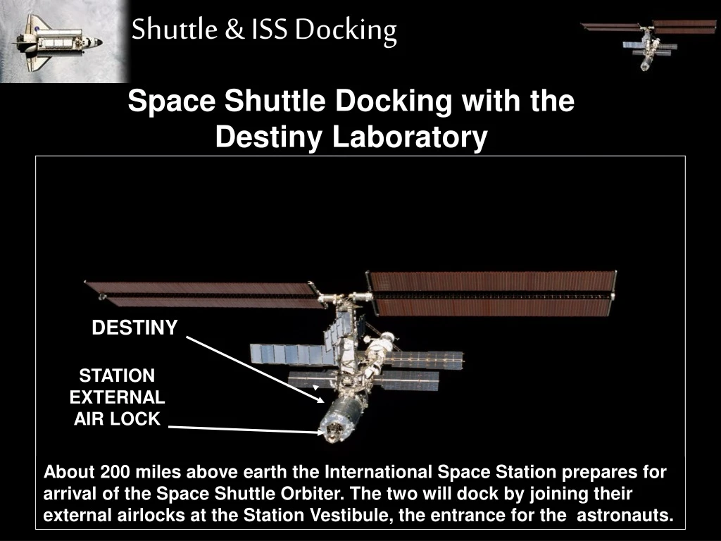 PPT - Space Shuttle Docking with the Destiny Laboratory PowerPoint ...