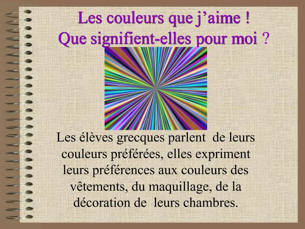 PPT - Les couleurs que j aime Que signifient-elles pour moi PowerPoint ...