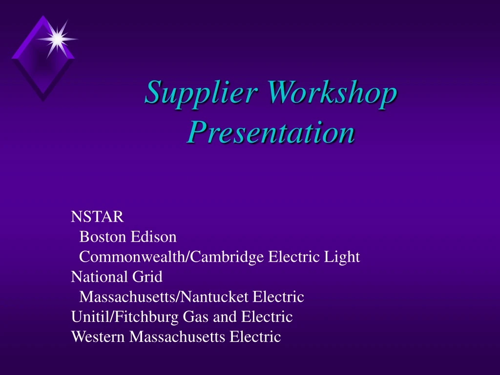 PPT - Supplier Workshop Presentation PowerPoint Presentation, free ...