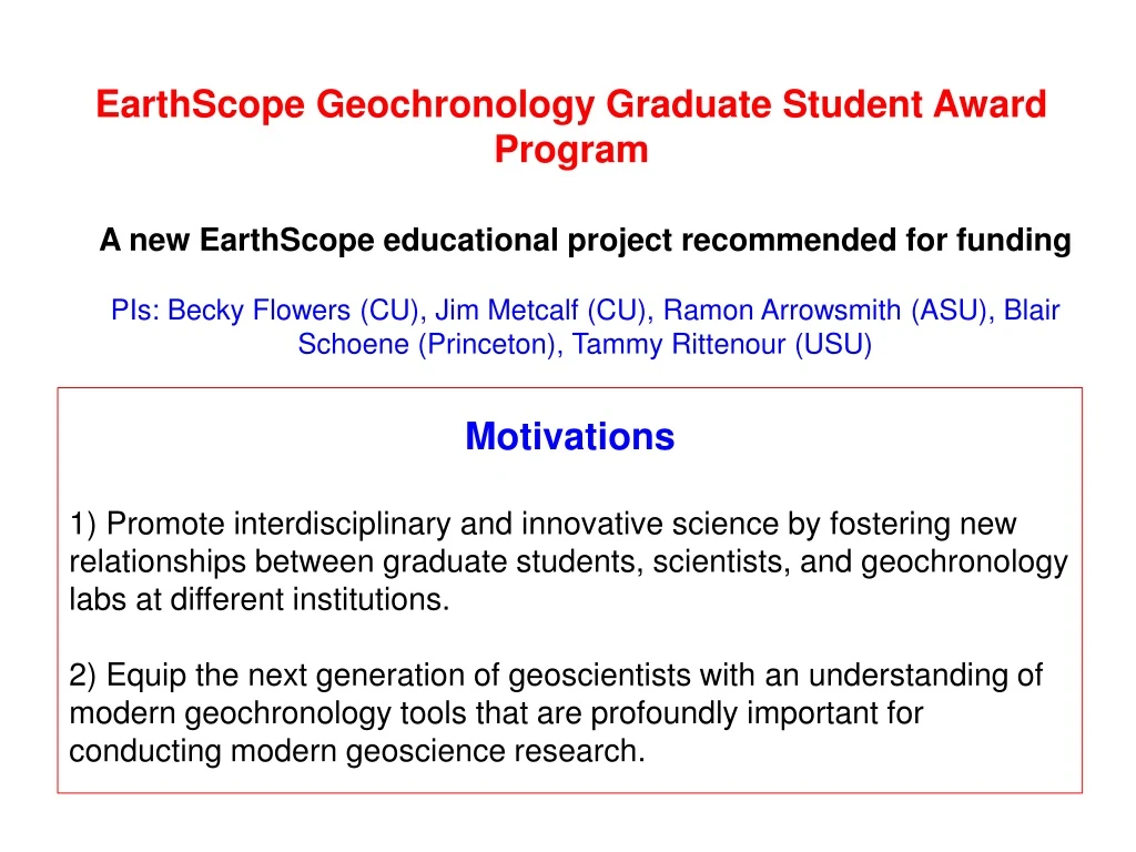 PPT - EarthScope Geochronology Graduate Student Award Program ...