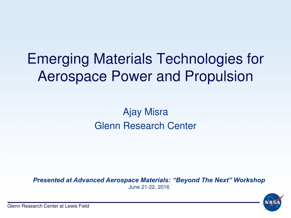 PPT - Emerging Materials Technologies for Aerospace Power and ...
