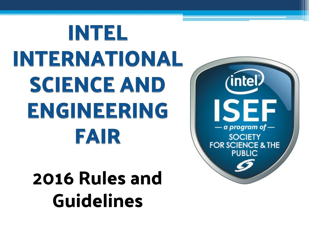 PPT - INTEL INTERNATIONAL SCIENCE AND ENGINEERING FAIR PowerPoint ...