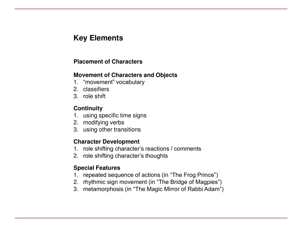 PPT - Key Elements Placement of Characters Movement of Characters and ...