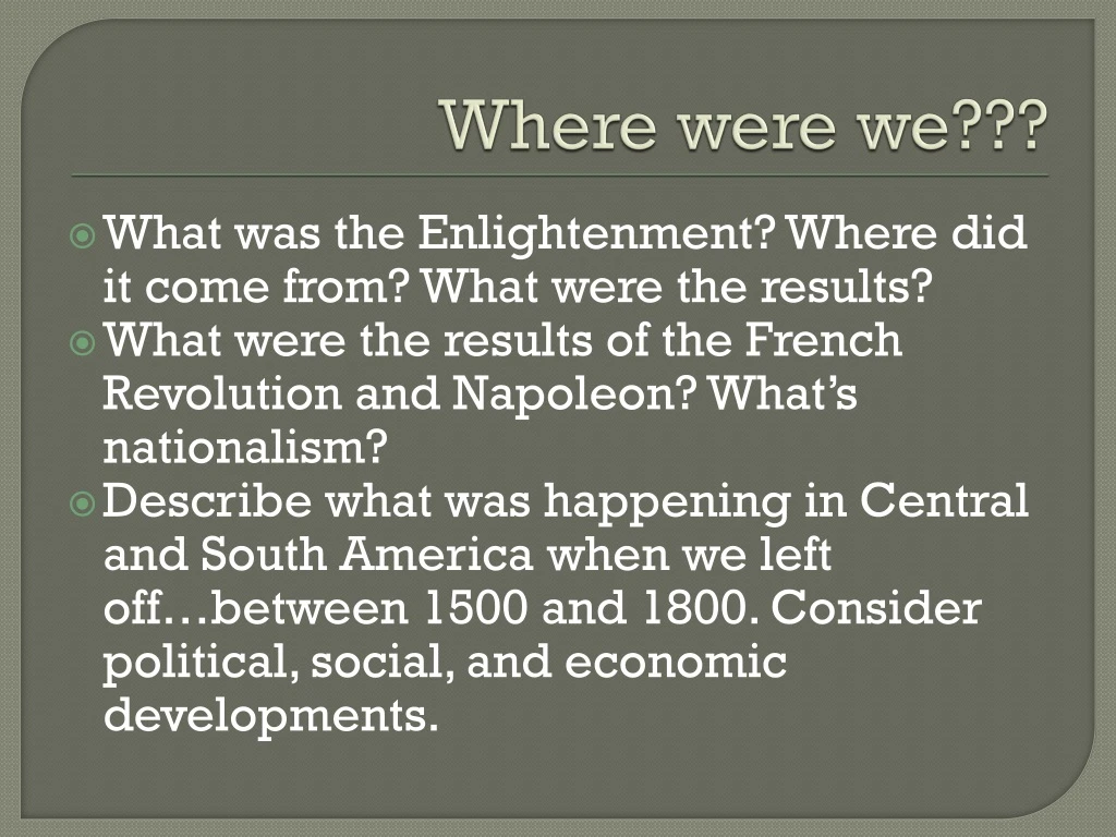 PPT - Where were we??? PowerPoint Presentation, free download - ID:8766472
