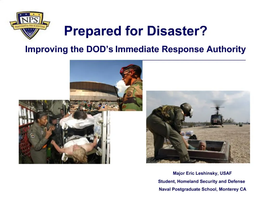 PPT - Prepared for Disaster Improving the DOD s Immediate Response ...