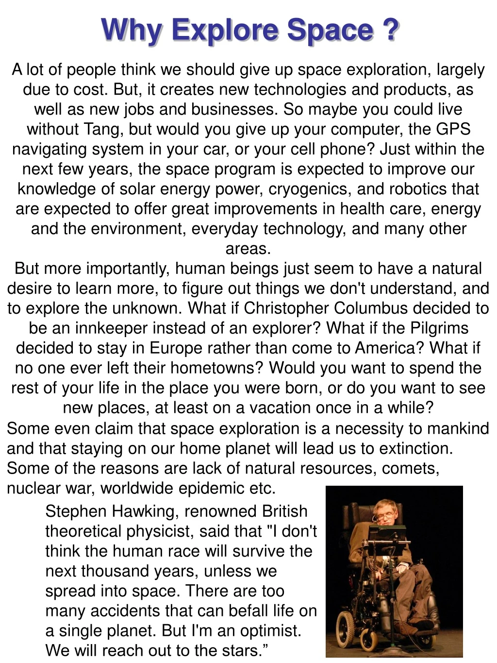 PPT - Why Explore Space ? PowerPoint Presentation, free download - ID ...