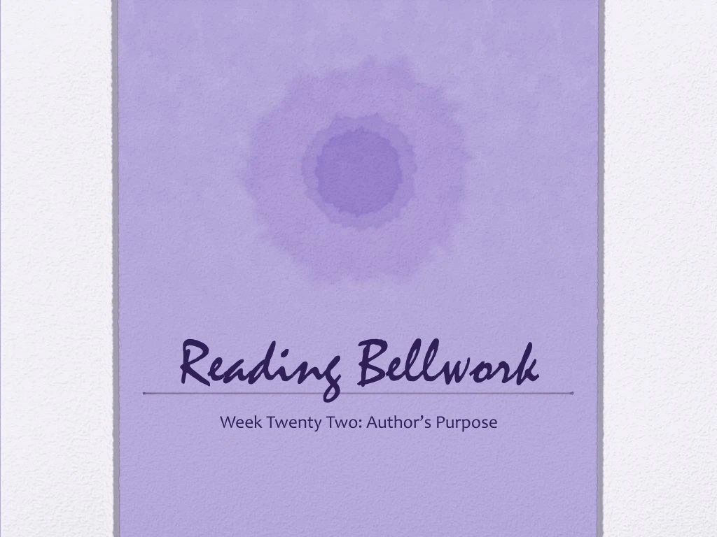 PPT - Reading Bellwork PowerPoint Presentation, free download - ID:8776981