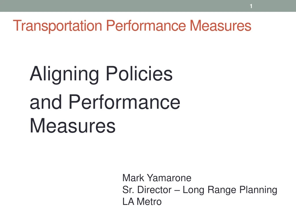PPT - Transportation Performance Measures PowerPoint Presentation, free ...