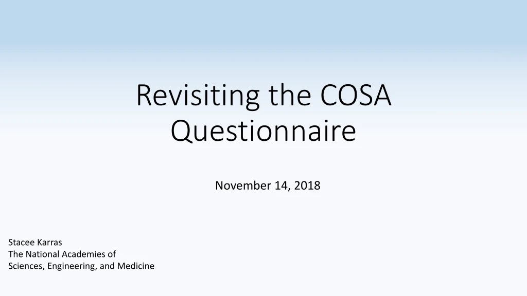 PPT - Revisiting the COSA Questionnaire PowerPoint Presentation, free ...