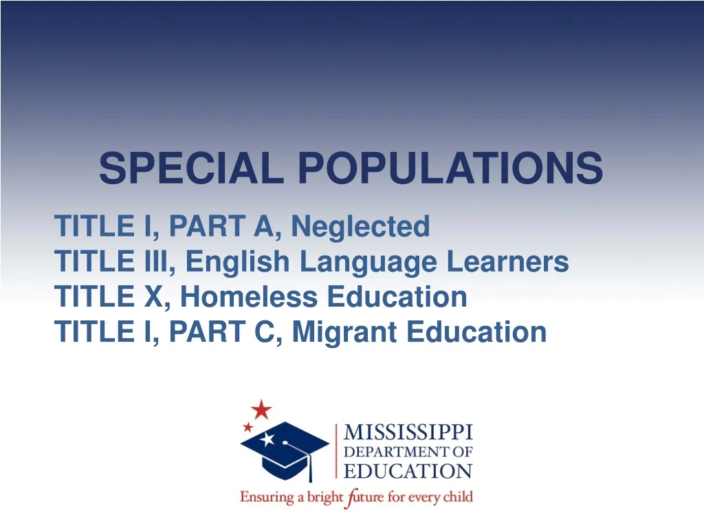 PPT - SPECIAL POPULATIONS PowerPoint Presentation, free download - ID ...