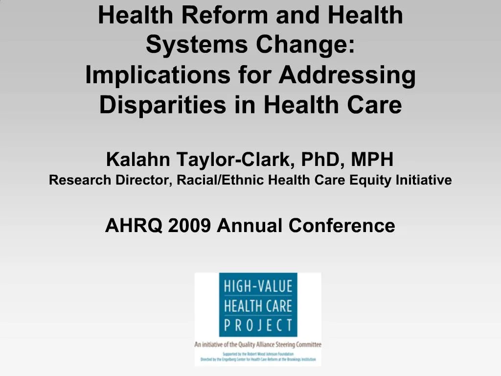 PPT - Health Reform and Health Systems Change: Implications for ...