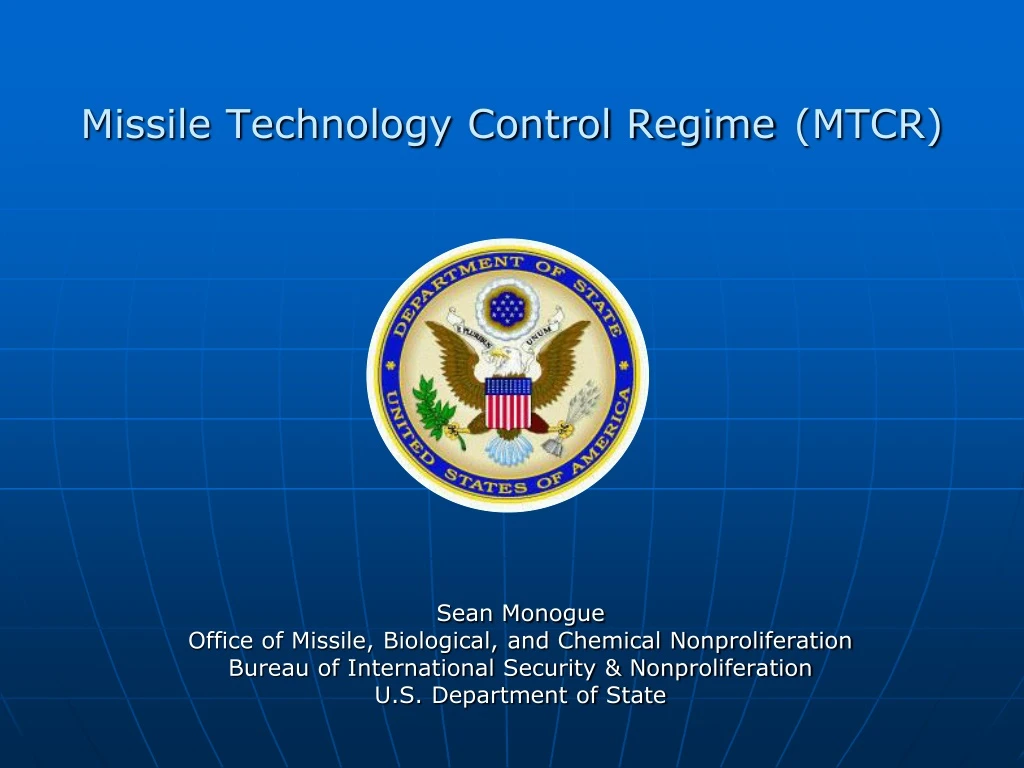 PPT - Missile Technology Control Regime (MTCR) PowerPoint Presentation ...