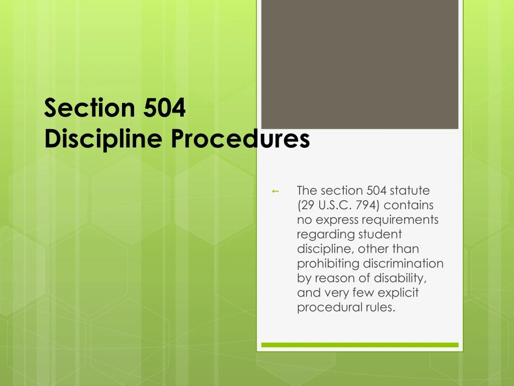 PPT - Section 504 Discipline Procedures PowerPoint Presentation, free download - ID:8790592