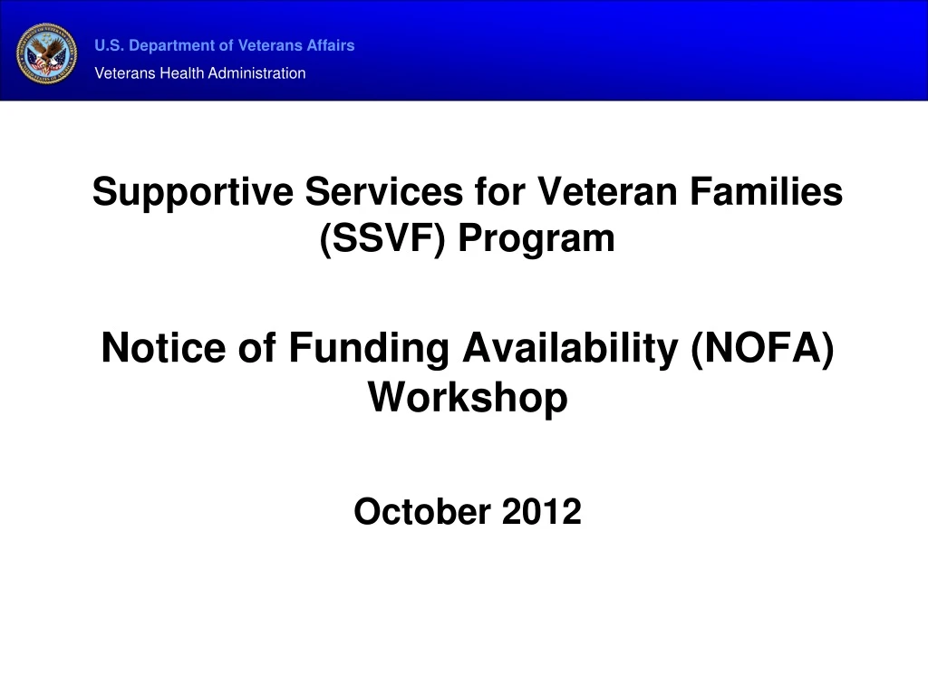 PPT - Supportive Services for Veteran Families (SSVF) Program ...