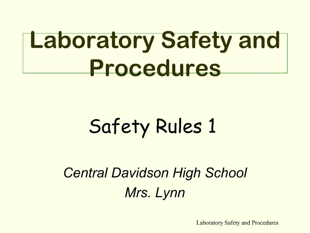 PPT - Laboratory Safety and Procedures PowerPoint Presentation, free ...