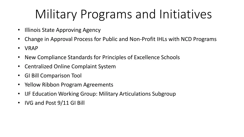PPT - Military Programs and Initiatives PowerPoint Presentation, free ...