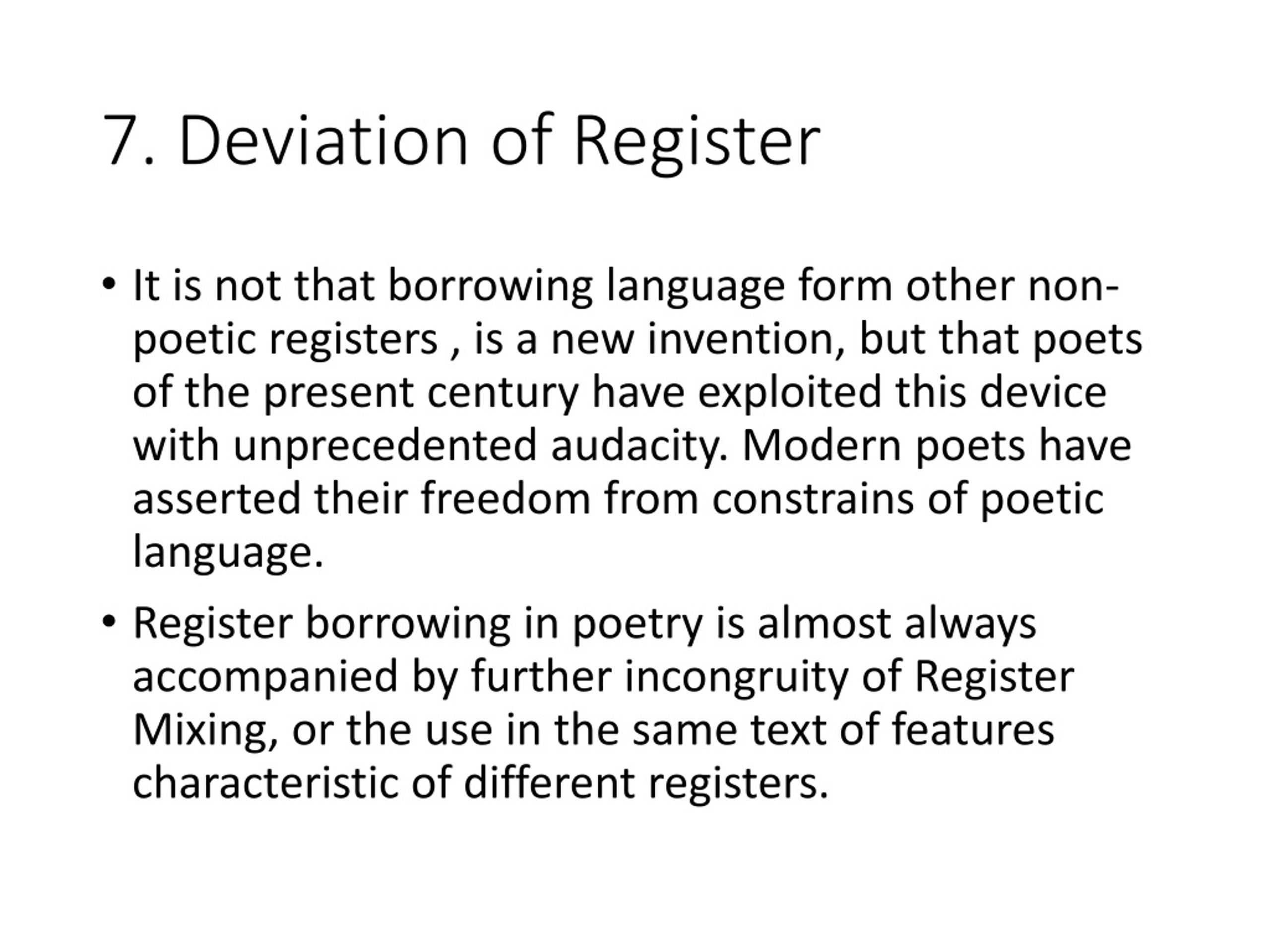 PPT - Exploring Kinds of Deviation in Poetry: Semantic, Dialectical ...