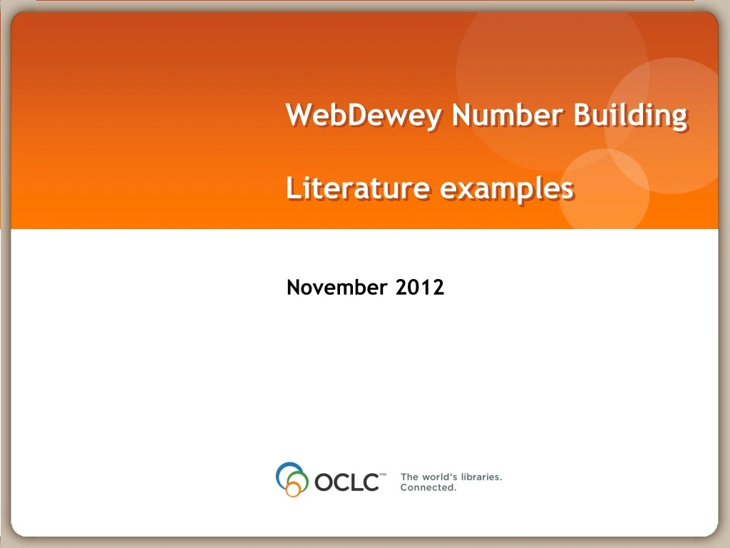 PPT - WebDewey Number Building Literature examples PowerPoint ...