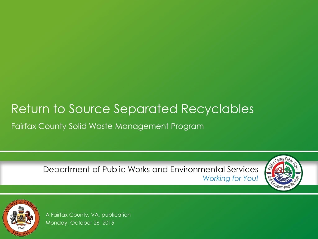 PPT - Return to Source Separated Recyclables PowerPoint Presentation ...