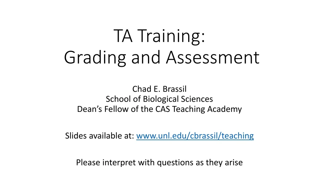 PPT - TA Training: Grading and Assessment PowerPoint Presentation, free ...