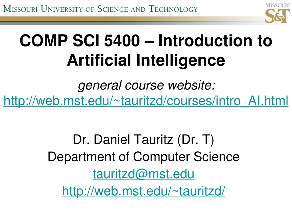 PPT - COMP SCI 5400 – Introduction to Artificial Intelligence ...