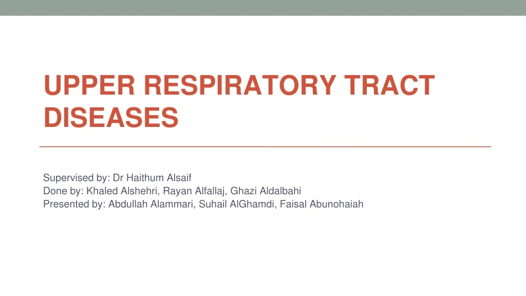 PPT - UPPER RESPIRATORY TRACT DISEASES PowerPoint Presentation, free ...