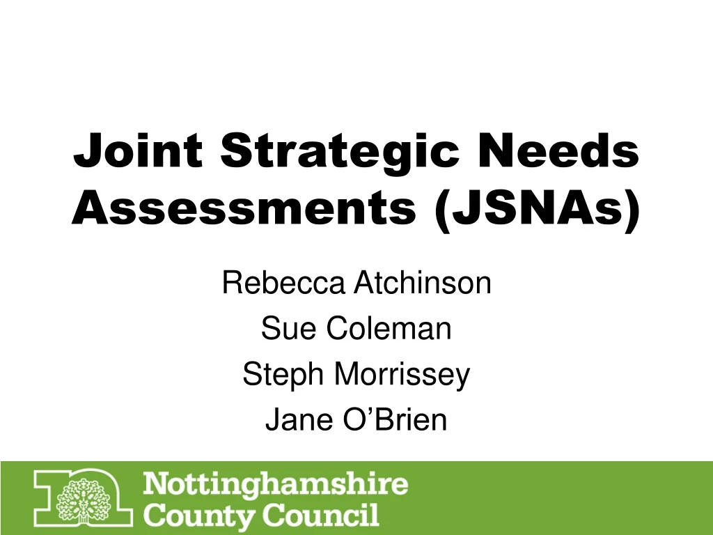 PPT - Joint Strategic Needs Assessments (JSNAs) PowerPoint Presentation ...