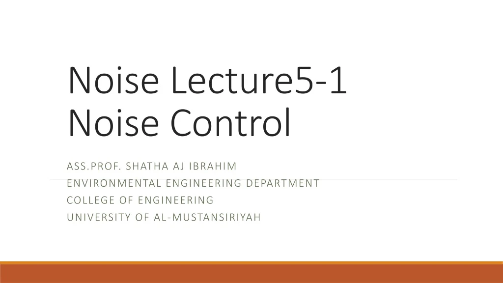 PPT - Noise Lecture5-1 Noise Control PowerPoint Presentation, free ...
