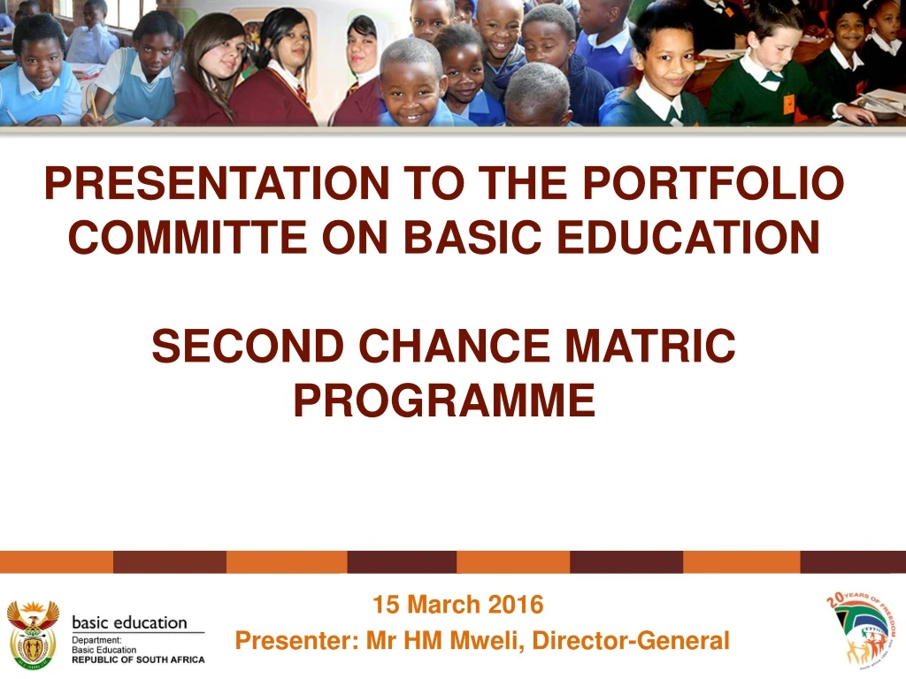 PPT - PRESENTATION TO THE PORTFOLIO COMMITTE ON BASIC EDUCATION SECOND ...