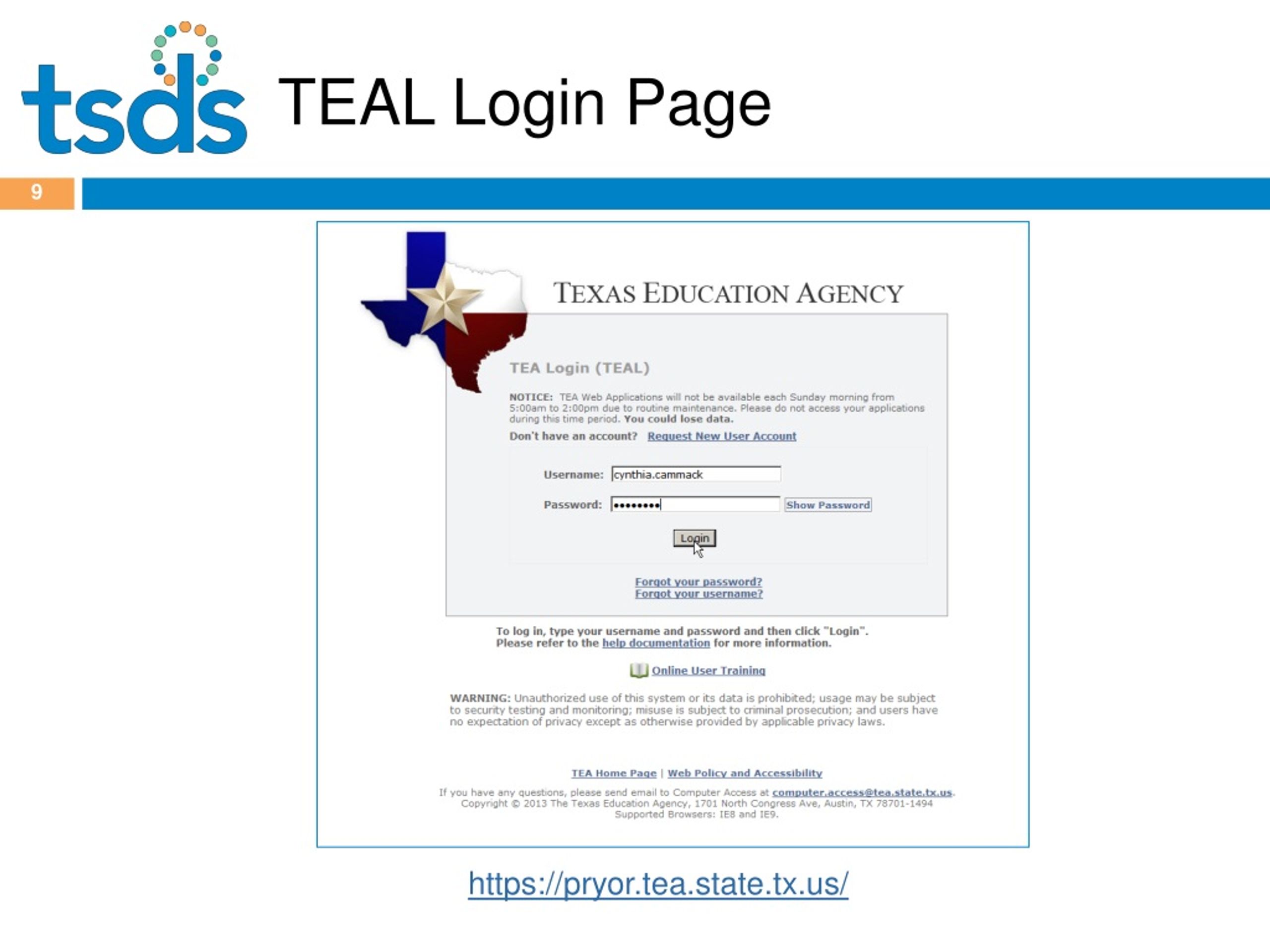 PPT - Texas Student Data System TEAL for TSDS and the TSDS Portal ...