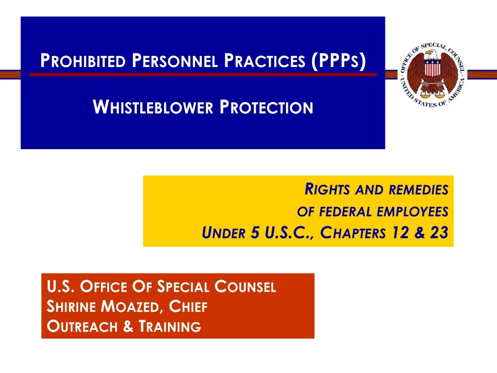 PPT - Prohibited Personnel Practices (PPPs) Whistleblower Protection ...