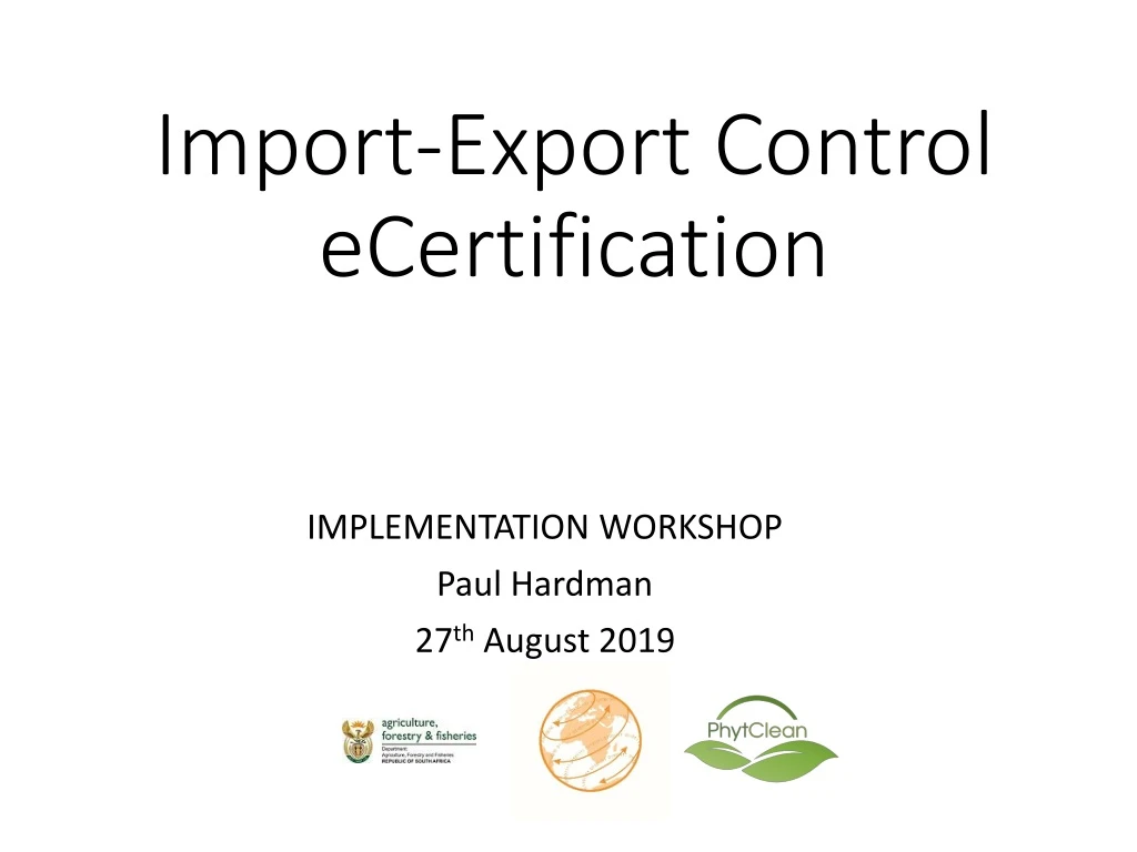 PPT - Import-Export Control eCertification PowerPoint Presentation ...