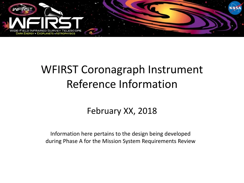 PPT - WFIRST Coronagraph Instrument Reference Information PowerPoint ...