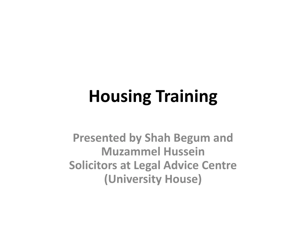 PPT - Housing Training PowerPoint Presentation, free download - ID:8841699
