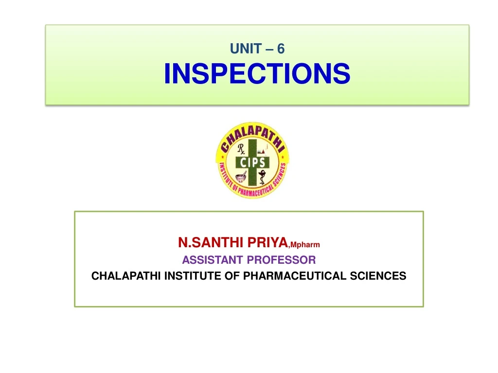PPT - UNIT – 6 INSPECTIONS PowerPoint Presentation, free download - ID ...