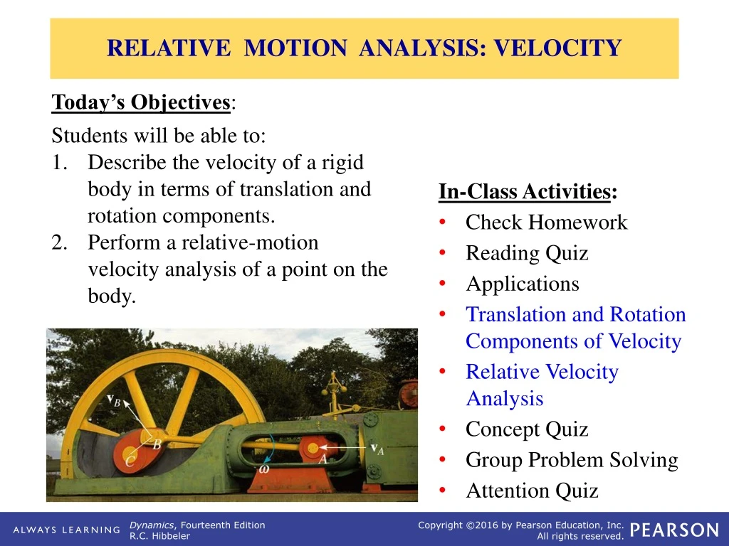 PPT - RELATIVE MOTION ANALYSIS: VELOCITY PowerPoint Presentation, free ...