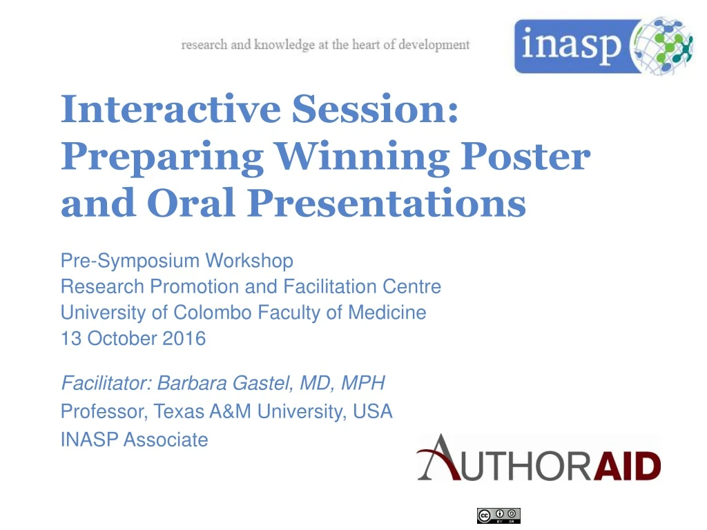 PPT - Interactive Session: Preparing Winning Poster and Oral ...